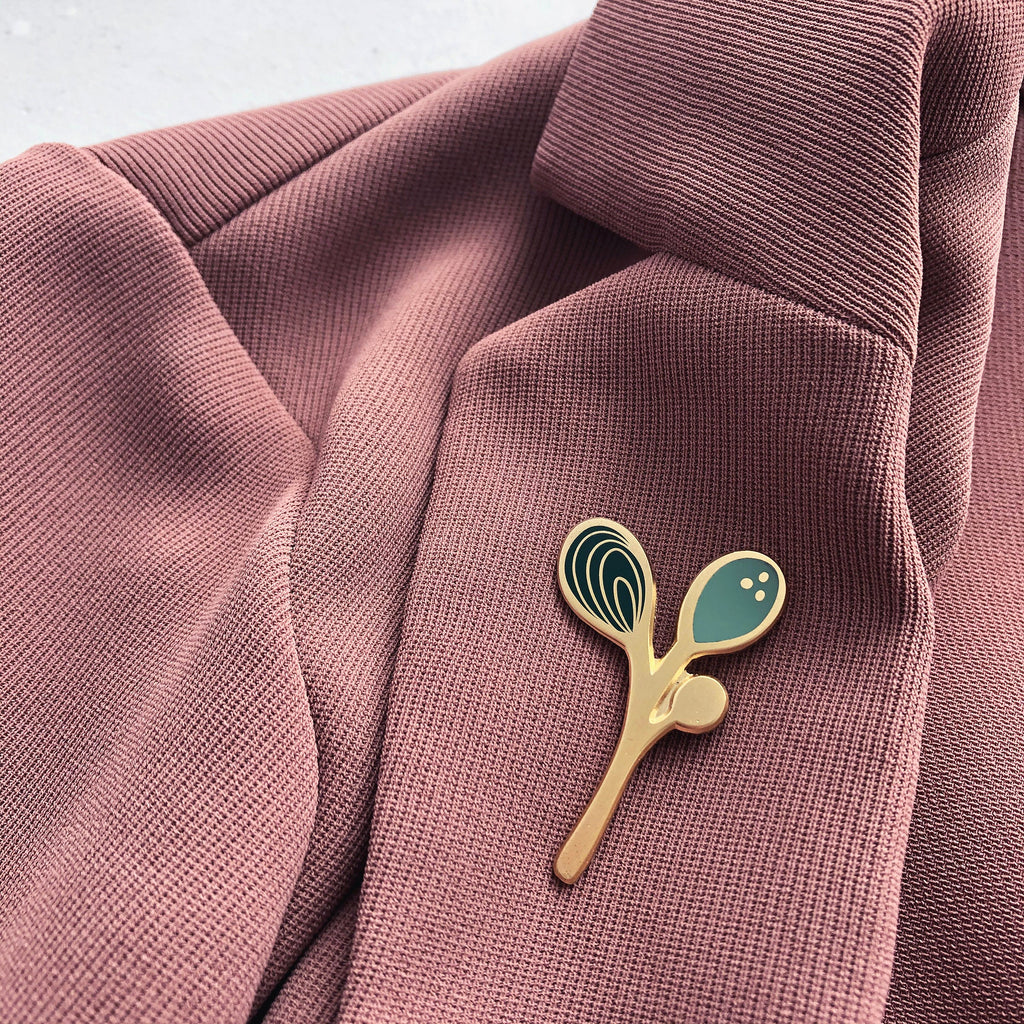 Gold Eucalyptus Plant Enamel Pin - Leaf Fashion Accessory – Mica Peet